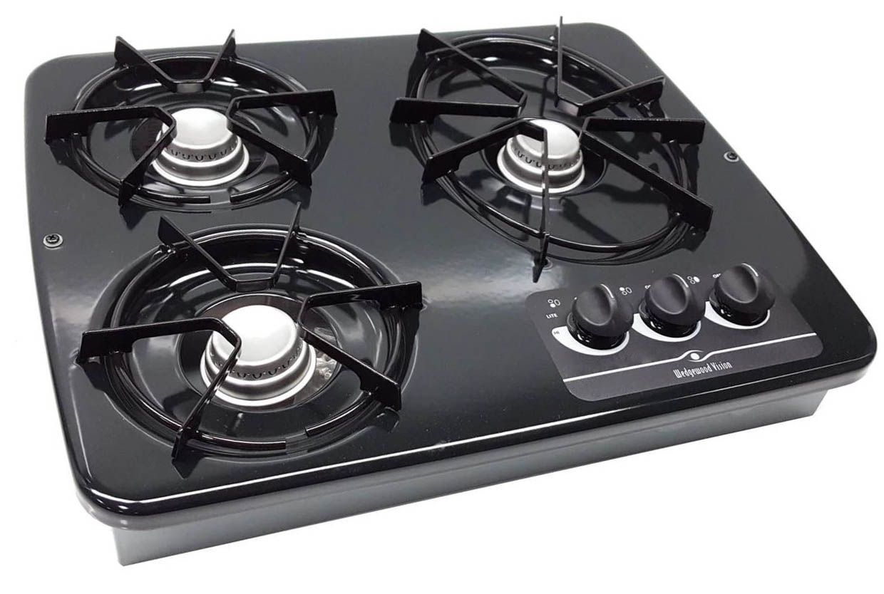 Dometic Wedgewood Vision 3 Burner Black Cooktop