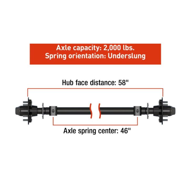 Lippert 2K Idler Straight 58/46 Spring 5 Bolt Hub Trailer Axle Kit ...