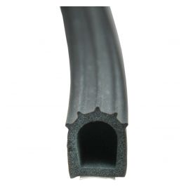 AP Products 1 x 1 x 50' Ribbed Rubber D Seal with Tape