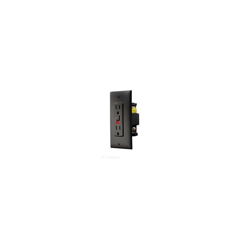 RV Designer Black GFCI Dual Outlet With Cover-Plate